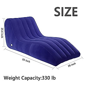 ptlsy Inflatable Lounge Chair for Adult,Chair Sofa with Household Air Pump, S-Shape Air Sofa Couch, Inflatable Lounge Deck Chair Multi-Function for Indoor Livingroom Bedroom Indoor Outdoor (Blue)