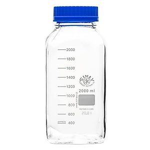 United Scientific® SIMAX Borosilicate Glass GL80 Media Bottle | Wide Mouth, Square, 2000mL (2L) | Each