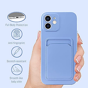 MZELQ Wallet Case for iPhone 12 (6.1 inch), Card Holder Camera Protection Cover for iPhone 12 + Screen Protector, Soft Slim Card Slot Case Compatible with iPhone 12 Phone Case -Purple