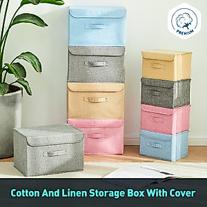 FUDDE foldable fabric storage box[2-Pack] dust-proof storage boxes with flip lid, can store clothes, shelves, books and toys, used in family bedroom closet storage boxes. (L, Blue)