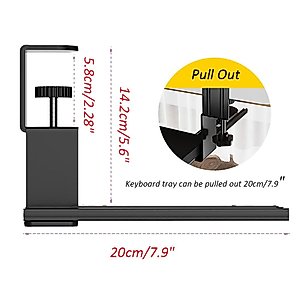 Keyboard Tray Under Desk, Ergonomic Larger Keyboard Tray with C Clamp, Pull Out Platform Computer Drawer, 25.6" x 9.8" (Color : White, Size : 25cmx65cm)