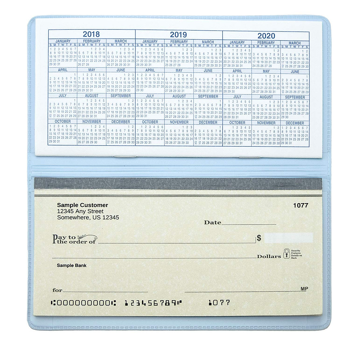 Baby Blue Vinyl Checkbook Cover, Top Tear Personal Vinyl Checkbook Cover