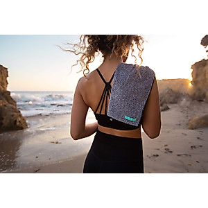 Facesoft Yoga Towel - Infused with Activated Charcoal to Detoxify and Sweat - Made with Eco-Friendly Aqua-Cotton Yarn - Biodegradable and Sustainable - All Ages
