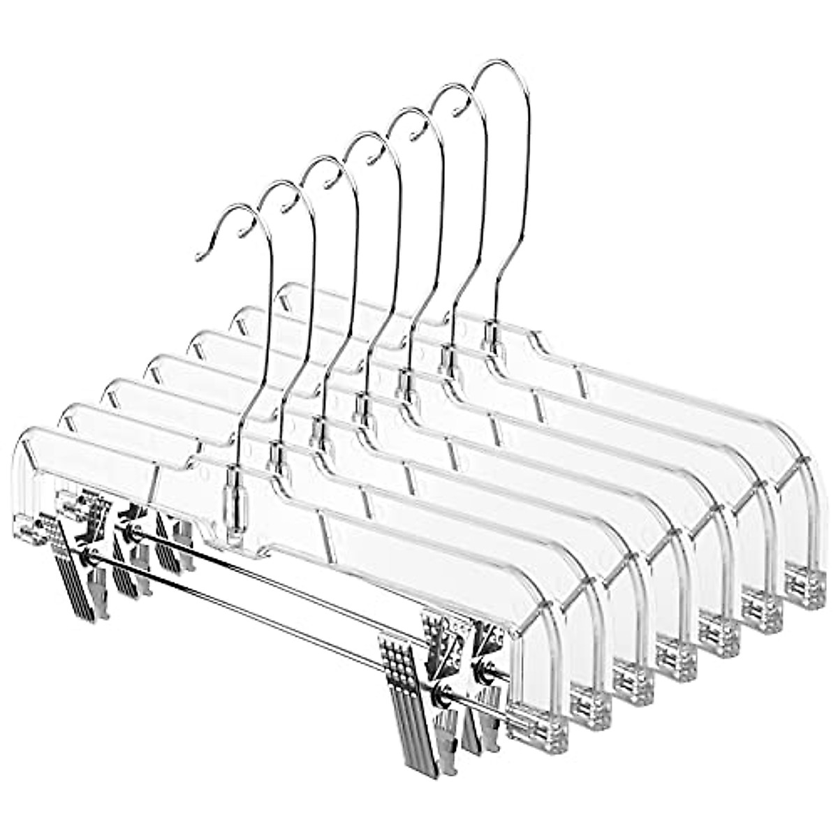HOUSE DAY Clear Skirt Hangers 12 Pack and White Velvet Hangers 50 Pack, Closet Hangers Set, College Dorm Room Essentials