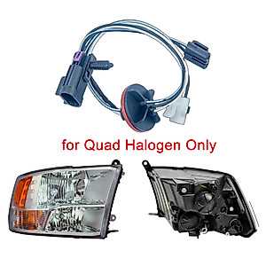 Sheisor Front Headlight Lamp Wiring Harness, Headlamp Wire Jumper Harness Compatible with Dodge 2009-2022 Ram, 2011-2022 Ram 1500, 2012-2018 Ram 2500 3500 4500 5500 (for Quad Halogen Only, 1pcs)