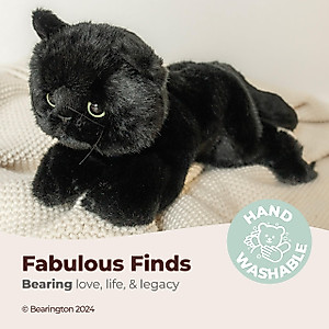 Bearington Collection Jinx Cat 15 Inch Black Cat Plush - Black Cat Stuffed Animal - Realistic Cat Stuffed Animal
