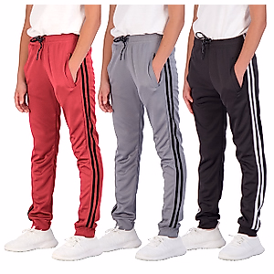 3 Pack Boys Girls Youth Active Teen Mesh Boy Sweatpants Joggers Running Basketball School Track Pants Athletic Workout Gym Apparel Training Jogger Fit Kid Clothing Casual Pockets - Set 10,L(14-16)