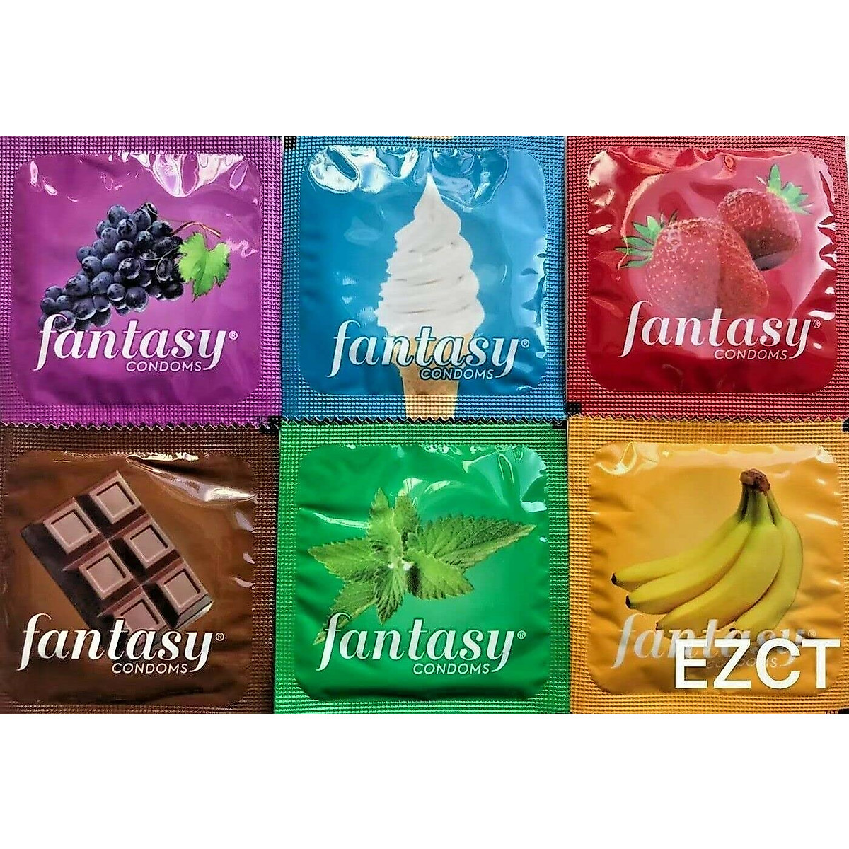 Fantasy Flavored Condoms Pack 72 Condoms : Variety of Flavors Such As Vanilla, Strawberry, Mint, Grape, Chocolate, and Banana. [The Random Fun That You Will Not Know Until You Have Used.]