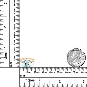 Gem Stone King 10K Yellow Gold 10X8MM Oval Gemstone Birthstone & White Diamond Engagement Ring | Yellow Gold Ring For Women | Available in Size 5-9