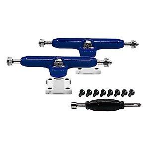 Teak Tuning Prodigy Fingerboard Trucks with Upgraded Lock Nuts, Blue and White Seaside Colorway - 32mm Wide - Professional Shape, Appearance & Components - Includes Standard Tuning