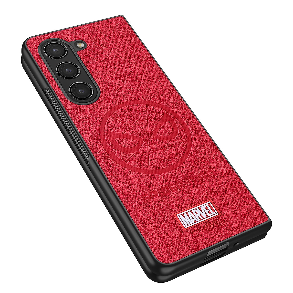 IRON SPIDER Case for Samsung Galaxy Z FOLD 5 5G, with Superhero character Compatible Galaxy Z FOLD 5 5G Leather Case RED