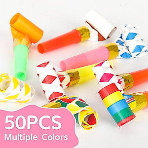 Chshhuao 50 Pcs Party Blower, Funny Party Blowouts Blow Horns Birthday Party Whistles New Years Party Noisemakers Whistles Party Blowouts Party Favors
