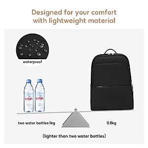 FULL DESIGN Travel Laptop Backpack for Women, 14 inch Water Resistant Computer Backpack, Fashion Daypack Shoulder Bag for Work School (Black)