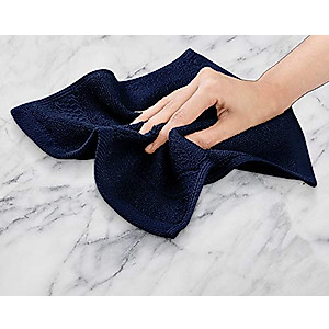 Utopia Towels Premium Bundle - Cotton Washcloths Navy (12x12 inches),Pack of 12 with Navy Hand Towels (16 x 28 inches), Pack of 6
