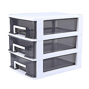 BESPORTBLE 3 Plastic Storage Drawers- Drawer Storage Organizer White Frame with Clear Drawers