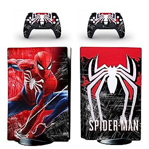 Vanknight Standard Console Controllers Skin Super Hero Sticker Decal Compatible with PS5 Standard Disc Console Red