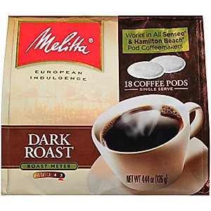 Melitta Coffee Pods, Dark Roast, 18 Count (Pack of 6) 108 Total Pods