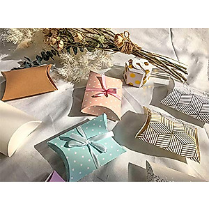 AKOAK 50 Pcs Wedding Creative Wave Point Pillow Box, Candy Gift Box, Suitable for Wedding Birthday and Christmas (Light pink)