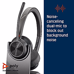 Poly - Voyager 4320 UC Wireless Headset + Charge Stand (Plantronics) - Headphones w/Mic - Connect to PC/Mac via USB-A Bluetooth Adapter, Cell Phone via Bluetooth-Works w/Teams (Certified), Zoom&More