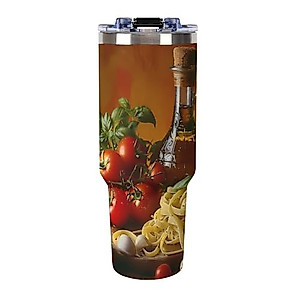 Pasta Ingredients Insulated Tumbler with Lid And Straw Stainless Steel Travel Coffee Mug 40oz Violet-style