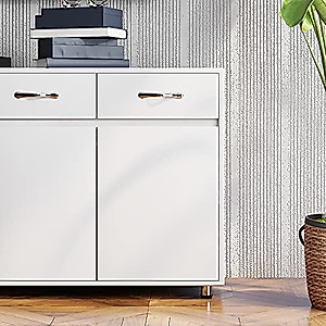 RASOO Buffet Cabinet Kitchen Cabinet Storage Sideboard Cabinet Cupboard Sideboard Buffet Kitchen Room (White -3 Doors and 3 Drawers)
