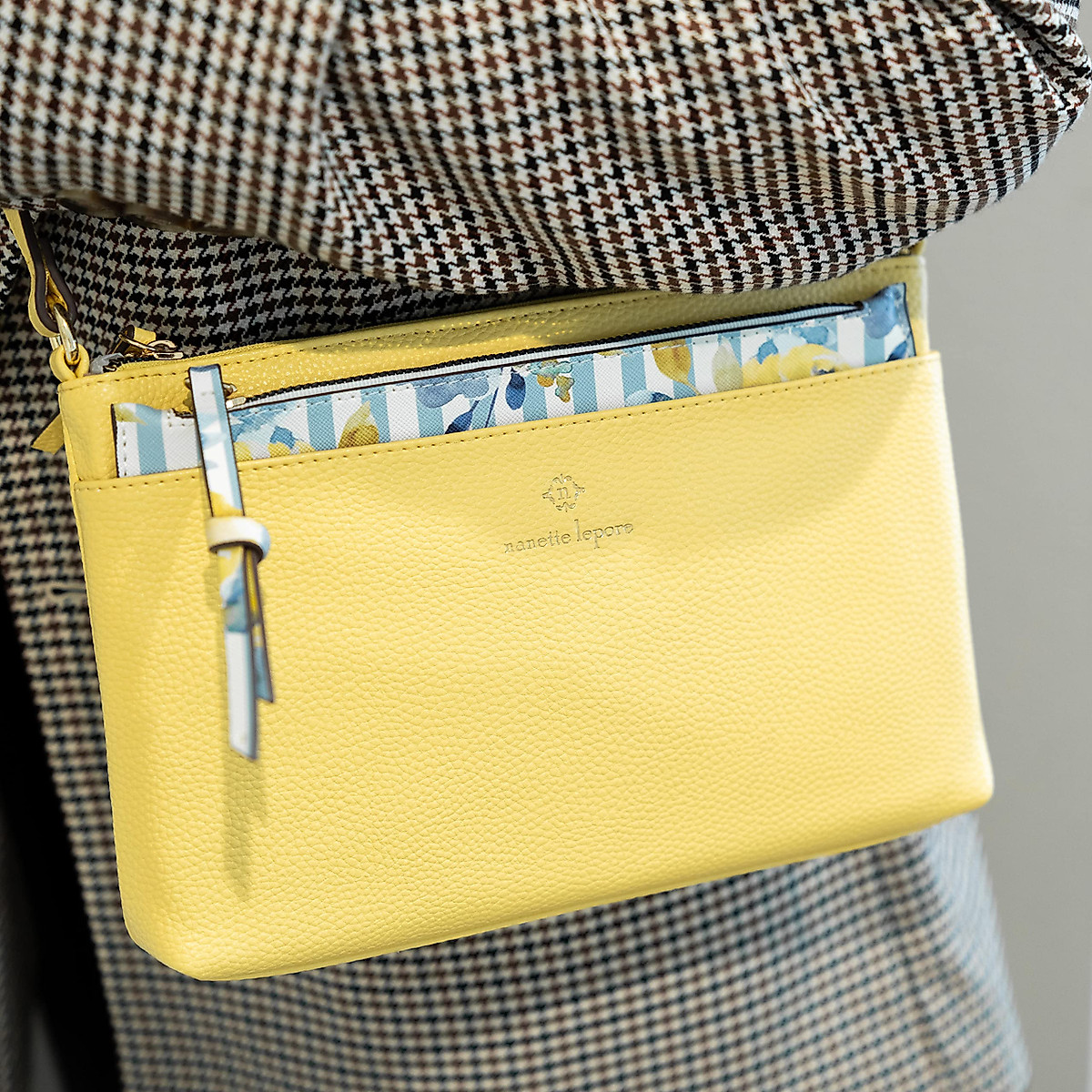 Nanette Lepore Mirabel Printed Crossbody Rose Stripe Floral One Size