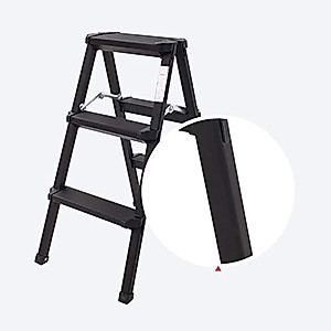 PENGJIE Folding Ladder Step Stool Ladder Stool 3 Step Folding Aluminum Heavy Duty Steel Portable Anti Slip Mat Tread Compact 150 Kg Capacity