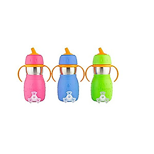 Kid Basix Safe Sippy, Stainless Steel Cup for Babies/Toddlers, Round Spout, Dishwasher Safe, BPA Free, 11 OZ. Travel/School/Play Pink