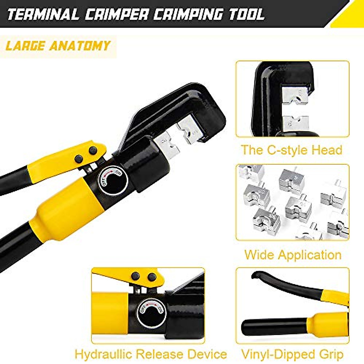10 Ton Hydraulic Hand Crimper Tool Set for Stainless Steel Cable Railing Fittings, Crimps 1/8" to 3/16", Cable Crimping Tool ​with 9 Pairs of Dies
