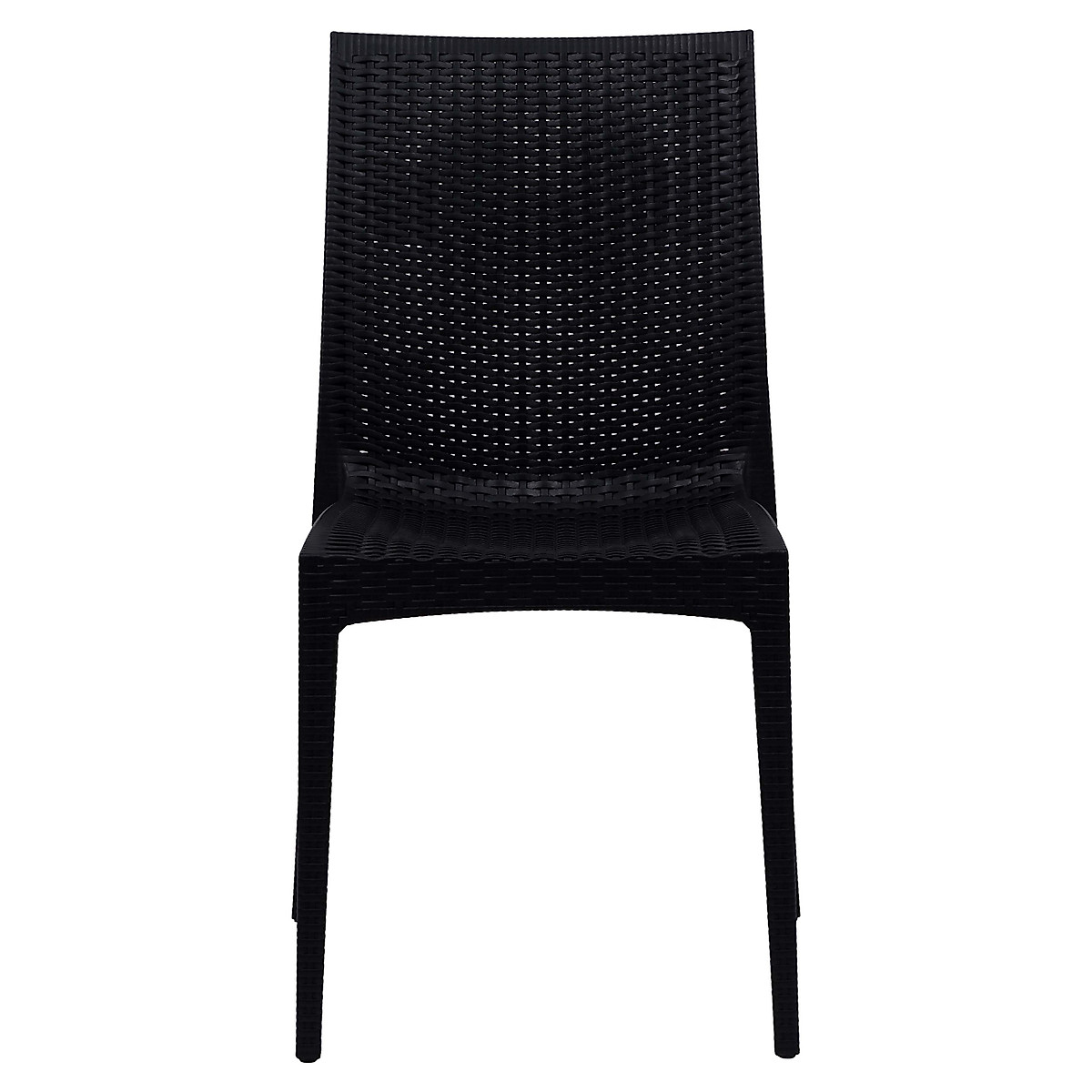 LeisureMod Modern Weave Design Mace Indoor/Outdoor Dining Chair (Set of 2), Black