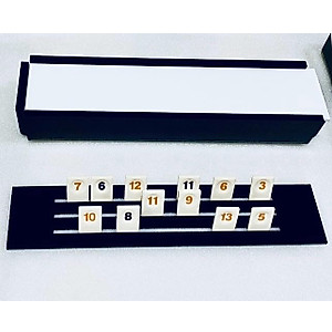 Lucite Rumikub Premium Set - Tiles, Holders, and Storage Acrylic Box Included (Black w White Marble Cover)
