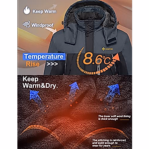 GEMYSE Men's Mountain Waterproof Ski Snow Jacket Winter Windproof Rain Jacket (Black,Medium)