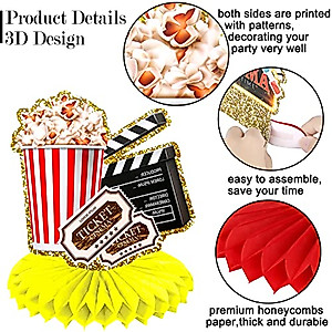 9PCS Movie Night Birthday Party Decoration Movie Table Honeycomb Centerpiece Movie Theme Theatre Table Decoration Movie Night Party Decoration for Movie Star Birthday Party Supplies