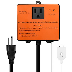 briidea Automatic Roof De-Icing Heat Cable Control with Large Capacity 1800W, LED Indicator, for Controlling Roof Heater On & Off