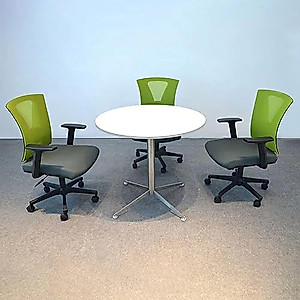 SENGLIDA White Dining Table Round Small Office Table Conference Table Coffee Meeting Table w/Stainless Steel X-Shaped Pedestal for Office Boardroom Kitchen Living Room 31.5 inch