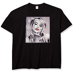 Birds of Prey Men's Black White HarleyQ T-Shirt, X-Large, Black