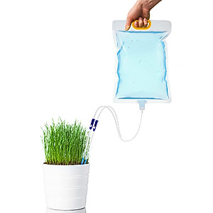 3 Pieces 3.5 L IV Drip Bag for Plants Drip Bag Automatic Plant Stuff Watering Bag System Drip Irrigation Device Adjustable Control Valve Switch for Indoor Outdoor Plant Waterer