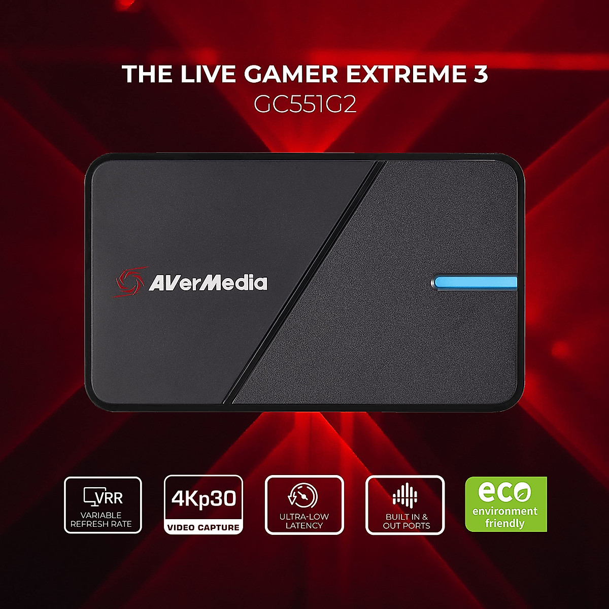 AVerMedia HDMI Capture Card - Gaming, Video Streaming, 4K Capture Card for PS5, Xbox Series X/S, Xbox One, PS4, Nintendo Switch, Windows 11 / Mac Os12, HDR & VRR Support - GC551G2 Live Gamer Extreme 3