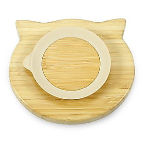 PandaEar Bamboo Wooden Baby Plates with Suction- Divided Unbreakable- Non-Slip (Owl Shape)