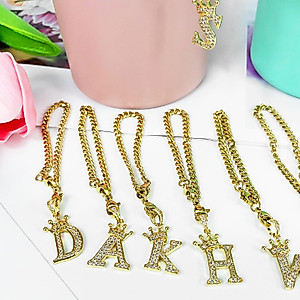 LUHOHI Cup Charms for Stanley Handle- Crown Letter Charms Accessories for Stanley Handle 40 Oz Tumblers Gold Initial Keychain Water Bottle Cup with Diamond Glitter Jewelry Personalized Decorations C