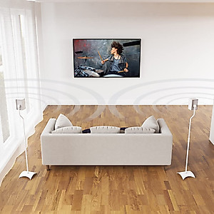 AVF Steel Speaker Floor Stands with Adjustable Height in White (Set of 2)