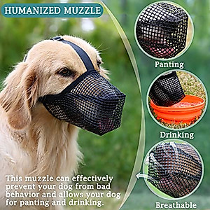 Dog Muzzle, Soft Mesh Covered Muzzles for Small Medium Large Dogs, Poisoned Bait Protection Muzzle with Adjustable Straps, Prevent Biting Chewing and Licking
