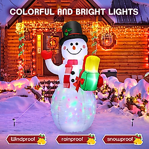 Christmas Inflatables Snowman Outdoor Yard Decorations, 5 FT Christmas Blow up Snowman with Black Top Hat, Built-in LED Lights for Xmas Home Garden Family Prop Lawn Holiday Party Indoor Decor