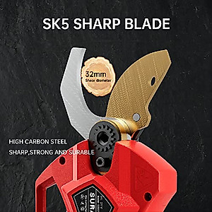 SURANRY Professional Electric Pruning Shears,Cordless Trimmer with 1.26inch/32mm Cutting Diameter Heavy Duty with 2 Pack Brushless Motor Rechargeable,Pruning Shears for Gardening, Park and Farms.
