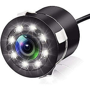 Rear View Camera, 18.5 mm CCD Reverse Backup Camera, 170° Viewing Angle Reversing Camera Night Vision with 8 LED Lights, Parking Camera Waterproof for 12V Car RV SUV Minivan Camper