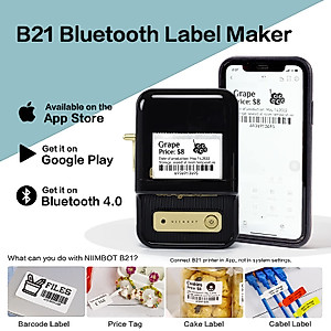 NIIMBOT Label Maker Sticker Machine D110 Thermal Label Printer Inkless Portable Bluetooth Label Sticker Maker, Mini Bulk Printer for Business Home Office Compatible iOS Android USB Rechargeable-White