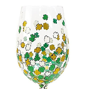 Enesco Designs by Lolita Shamrock Hand-Painted Artisan Wine Glass, 1 Count (Pack of 1), Multicolor