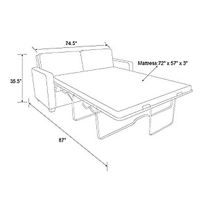 DHP Signature Sleep Casey Velvet Sofa with Memory Foam Mattress, Gray, Queen