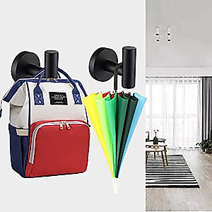 2 Pack Bathroom Wall Towel Hooks, Veriya Heavy Duty Robe Coat Clothes Hook Holder for Bathroom Kitchen Garage Hotel Wall Mounted SUS304 Stainless Steel (Black)