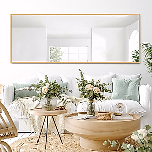 NeuType Full Length Mirror Wall Mirror 59" x 20" Gold Aluminum Alloy Frame Full Body Mirror Standing Mirror Floor Mirror for Living Room Bedroom Hallway Dressing
